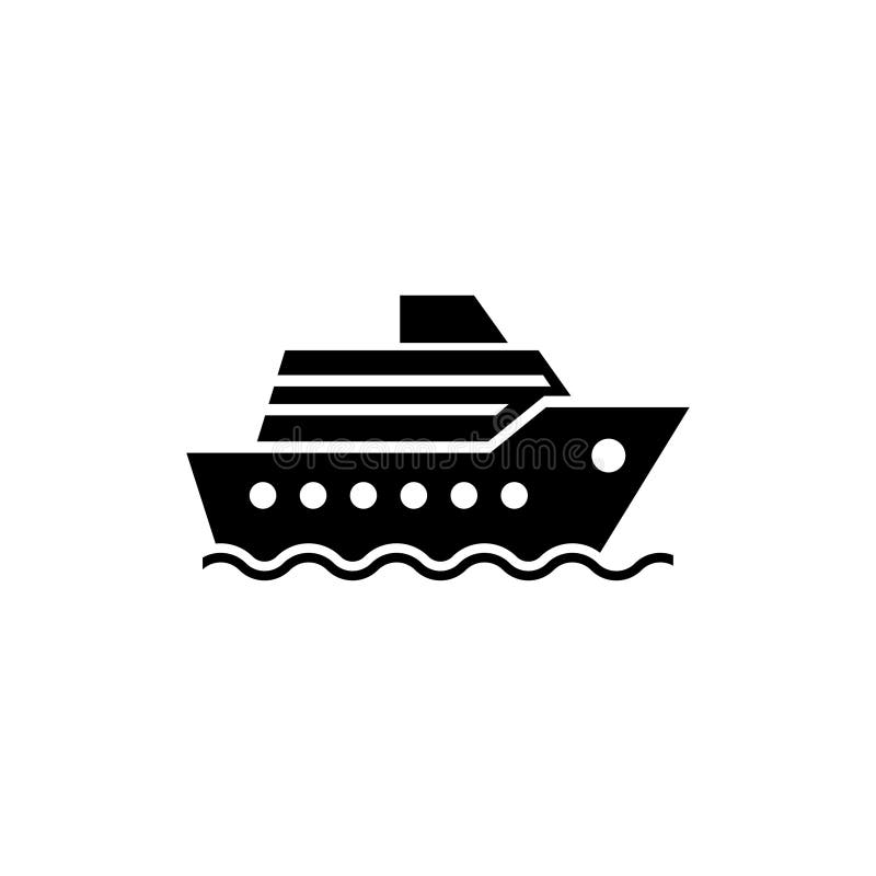 A Simple, Geometric Black and White Icon Representing a Cruise Ship ...