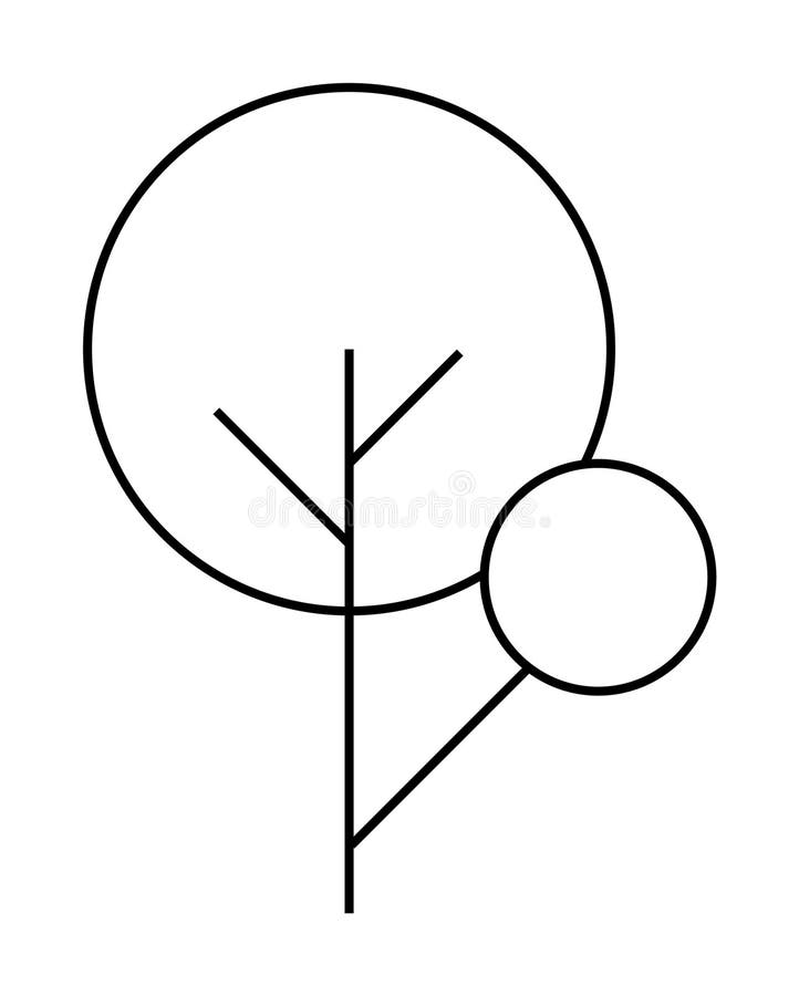Simple Geometric Black and White Line Drawing of Two Abstract Trees ...
