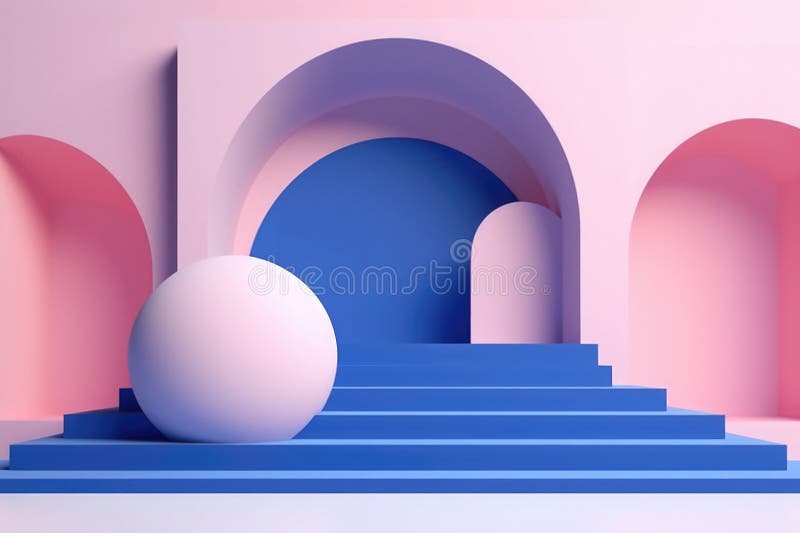 Simple Geometric Composition with Staircase and Balls. Generative AI ...