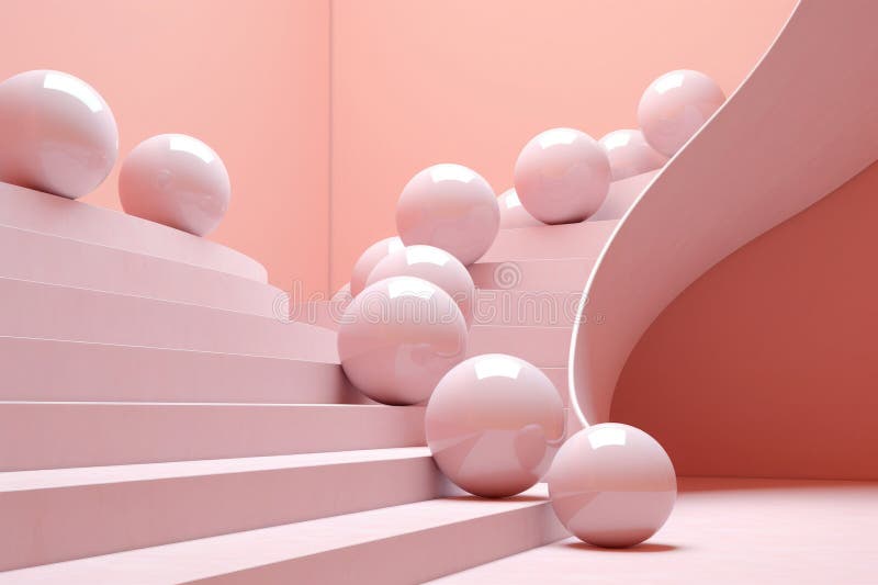 Simple Geometric Composition with Staircase and Balls. Generative AI ...