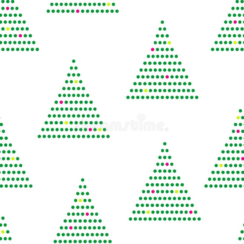 Simple Geometric Doted Christmas Trees Seamless Pattern, Vector Stock ...