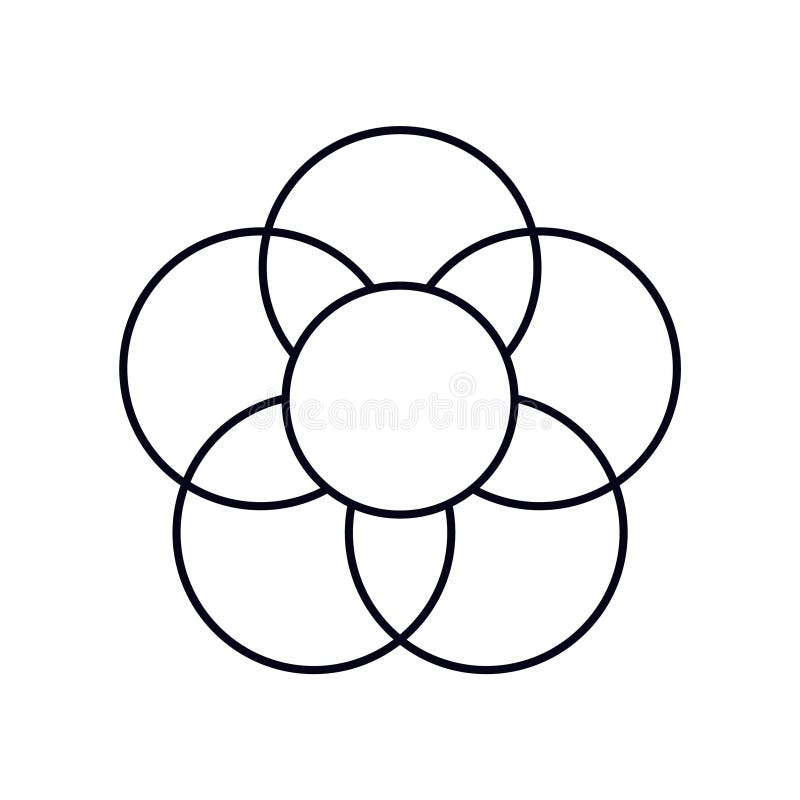 Simple Geometric Flower Design with Intersecting Circles in Symmetrical ...