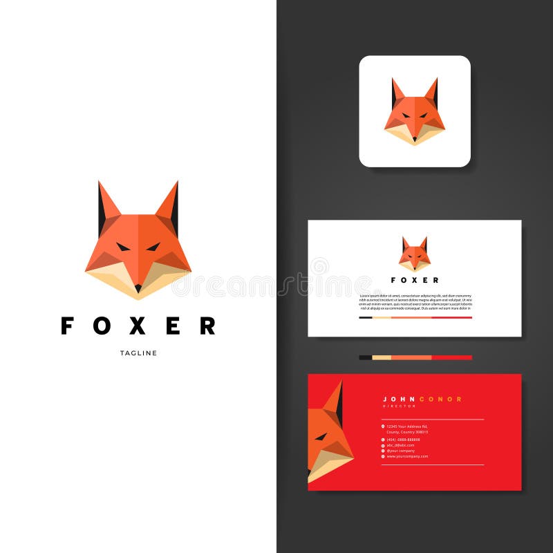 Simple Geometric Fox Logo Design Template Sign Symbol Icon Stock Vector ...