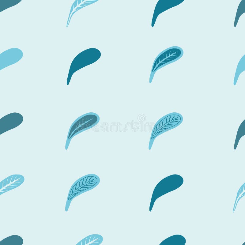 Simple Geometric Hand Drawn Feathers Pattern. Blue Coloured Seamless ...