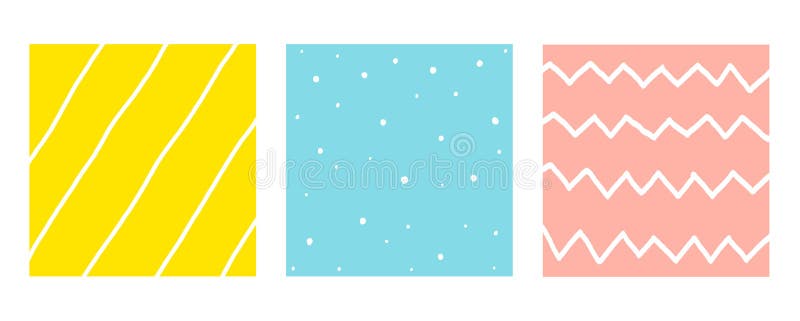 Simple Geometric Hand Drawn Irregular Patterns. Colored Doodle ...