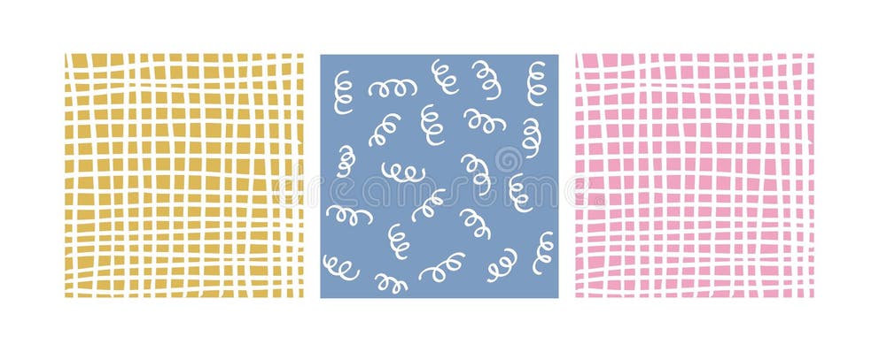 Simple Geometric Hand Drawn Irregular Patterns. Colored Doodle ...