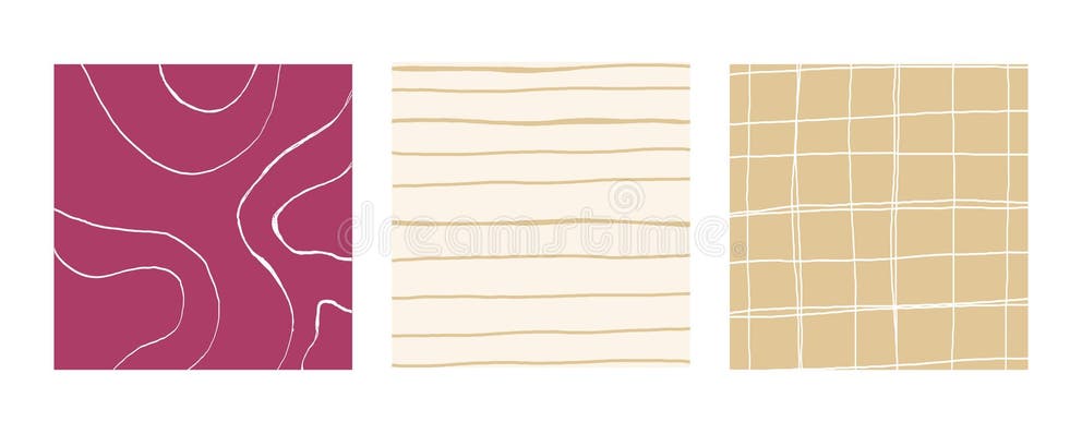 Simple Geometric Hand Drawn Irregular Patterns. Colored Doodle ...