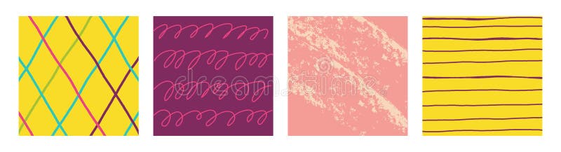 Simple Geometric Hand Drawn Irregular Patterns. Cute Colored Doodle ...