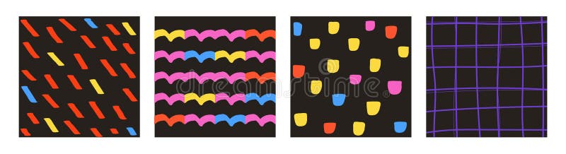 Simple Geometric Hand Drawn Irregular Patterns. Cute Colored Doodle ...