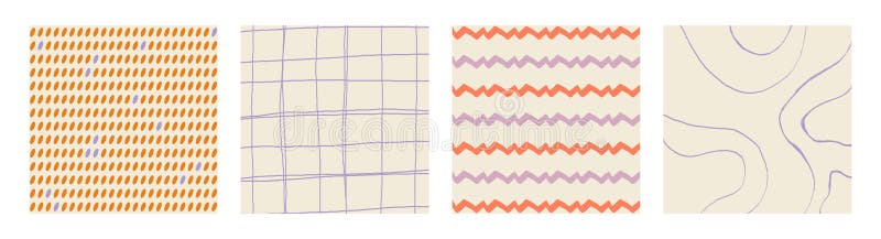 Simple Geometric Hand Drawn Irregular Patterns. Cute Colored Doodle ...