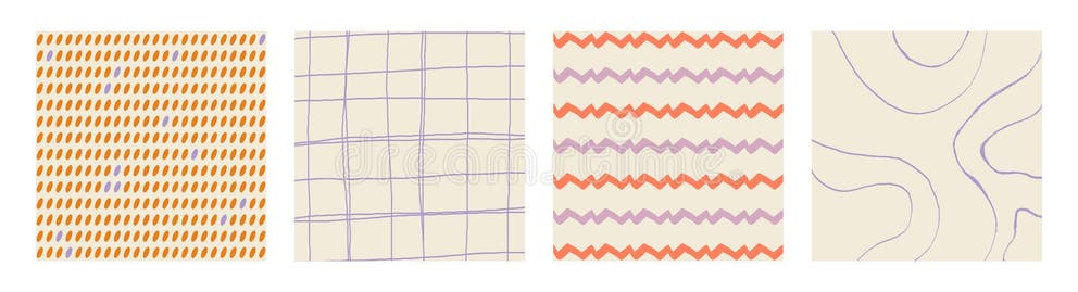 Simple Geometric Hand Drawn Irregular Patterns. Cute Colored Doodle ...