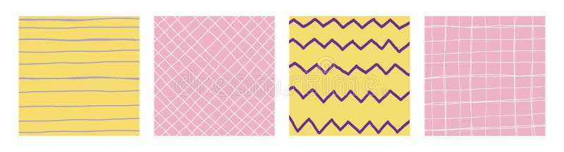 Simple Geometric Hand Drawn Irregular Patterns. Cute Colored Doodle ...