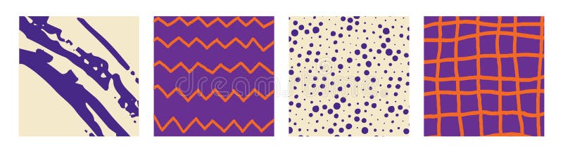 Simple Geometric Hand Drawn Irregular Patterns. Cute Colored Doodle ...