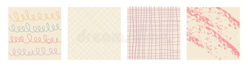 Simple Geometric Hand Drawn Irregular Patterns.Cute Colored Doodle ...