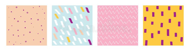 Simple Geometric Hand Drawn Irregular Patterns.Cute Colored Doodle ...