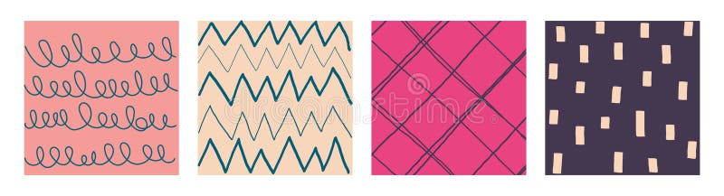 Simple Geometric Hand Drawn Irregular Patterns. Cute Colored Doodle ...