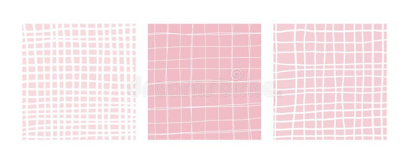 Simple Geometric Hand Drawn Irregular Patterns. Pale Pink Doodle ...