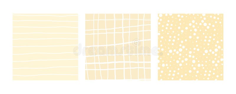 Simple Geometric Hand Drawn Irregular Patterns. Pale Yellow Doodle ...