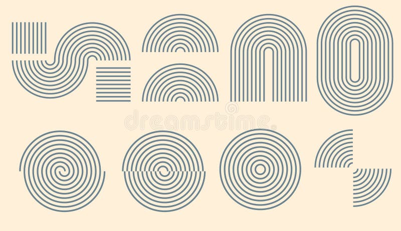 Simple Geometric Lines Stroke Shapes Vector Neutral Graphic Modern Boho ...