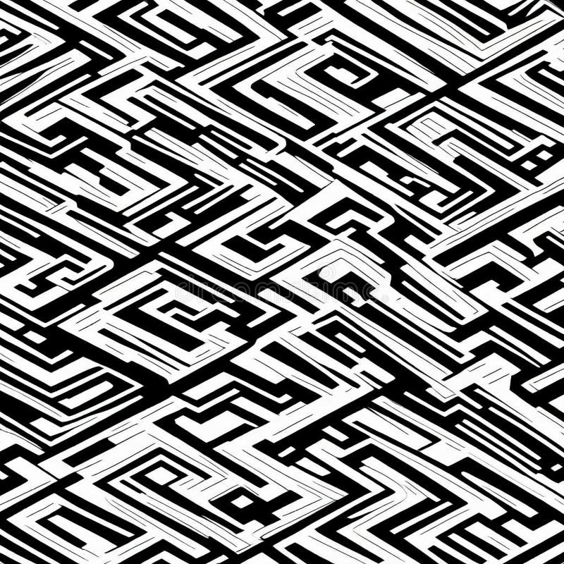 Simple Geometric Pattern with Intricate Black Lines on White Background ...