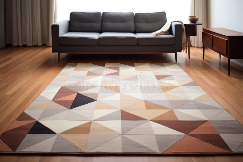 Simple, Geometric-patterned Area Rug on Wooden Floor Stock Illustration ...