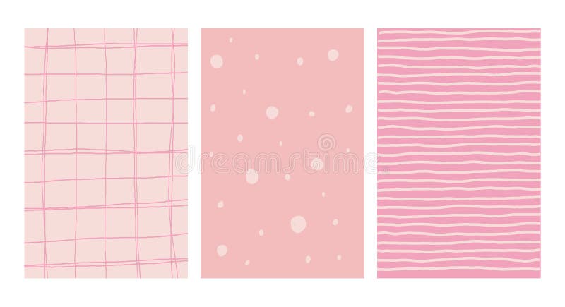 Simple Geometric Pink Hand Drawn Irregular Patterns. Doodle Checkered ...