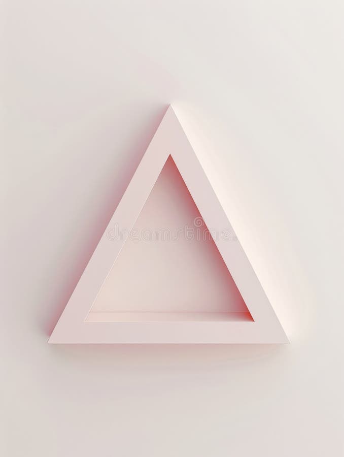 Simple Pink Triangle Sculpture on a Plain White Background Stock Photo ...