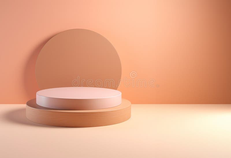 Simple Geometric Podium. Peach Pastel Background. Empty Space To Insert ...
