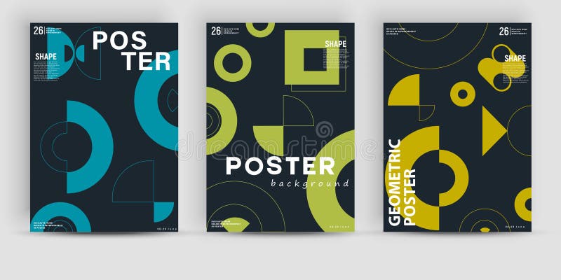 Simple Geometric Posters Mockups Created with Vector Abstract Elements ...