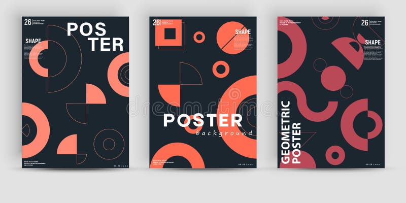 Simple Geometric Posters Mockups Created with Vector Abstract Elements ...