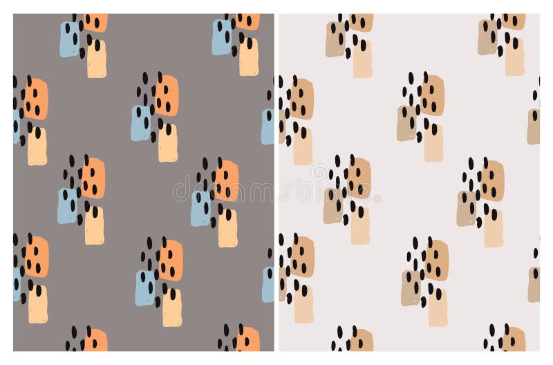 Simple Geometric Print. Seamless Vector Patterns Set with Irregular ...
