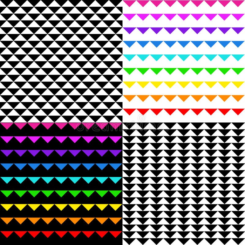 4 Simple Geometric Shape Cell Triangles Seamless Pattern , Crossed ...