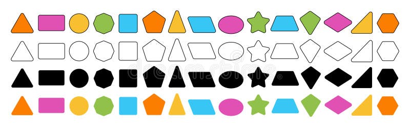 Simple Geometric Shape Collection, Colorful Set of Basic 2d Shapes ...