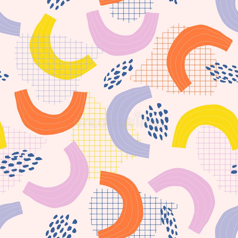 Simple Geometric Shapes Cut Out Collage Seamless Pattern in Vector ...