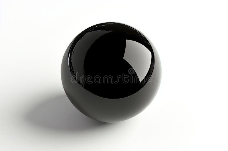 Simple Geometric Sphere in Black, Resting on a Smooth White Surface ...