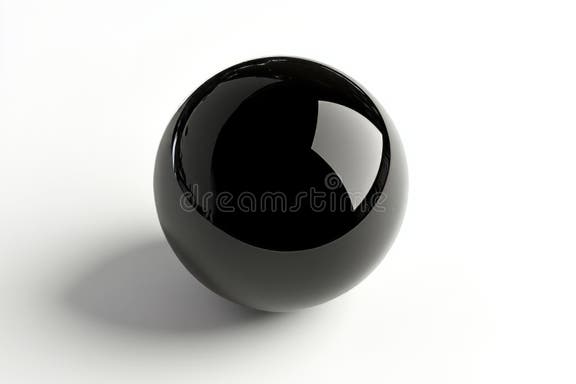 Simple Geometric Sphere in Black, Resting on a Smooth White Surface ...