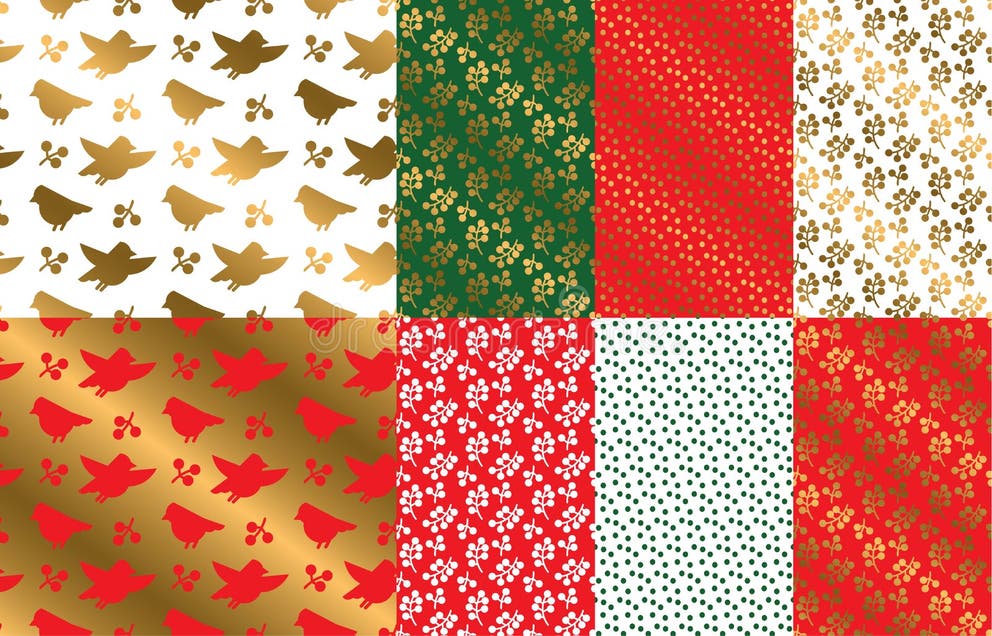 Simple Geometric Xmas Repeatable Pattern Set. Stock Vector ...