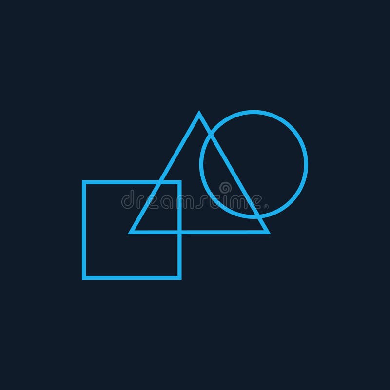 Simple Geometrical Logo with Triangle, Square and Circle on a Blue ...