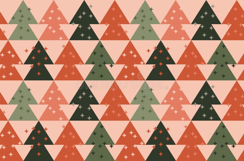 Simple Geometry Christmas Tree Seamless Pattern Stock Vector ...