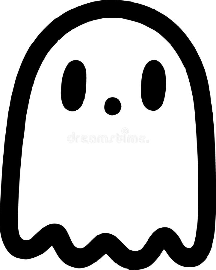 Simple Ghost Doodle Line Art for Halloween Stock Illustration ...