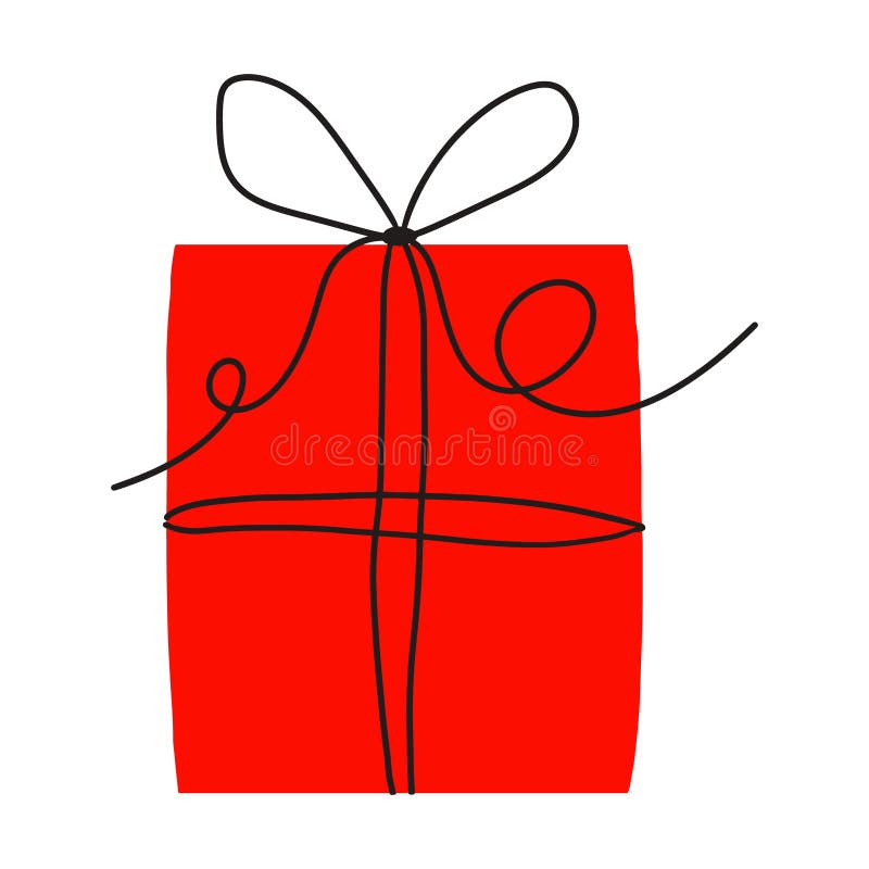 Simple Gift Box in Cute Hand Drawn Style. Vector Flat Illustration ...