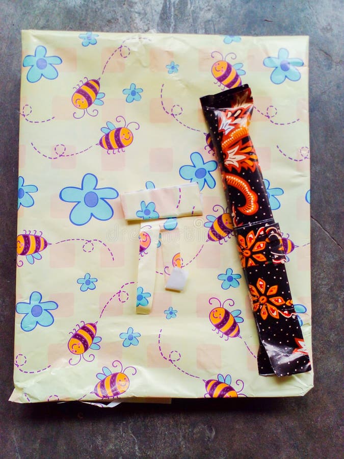 Simple Gifts on the Floor. Cute Wrapping Paper Stock Image - Image of ...