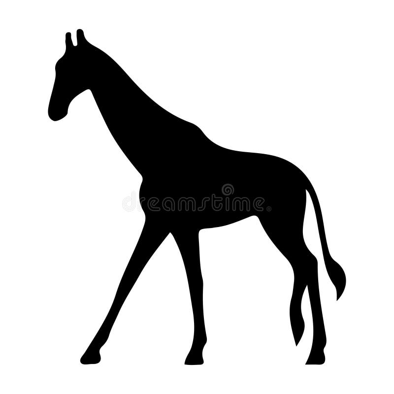 Simple Giraffe Silhouette Vector on White Background Stock Illustration ...