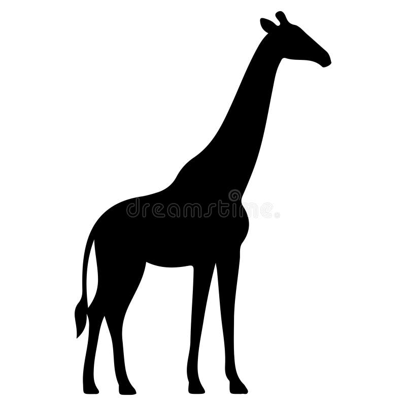 Simple Giraffe Silhouette Vector on White Background Stock Illustration ...