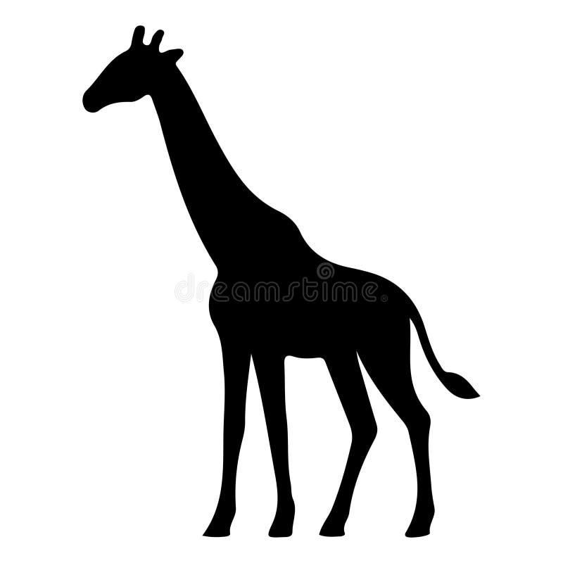Simple Giraffe Silhouette Vector on White Background Stock Illustration ...