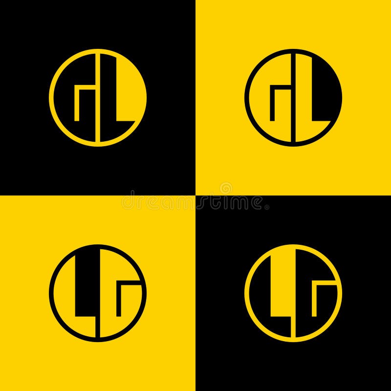 Simple GL and LG Letters Circle Logo Set, Suitable for Business with GL ...