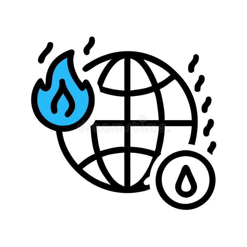 Simple Global Warming Icon for Climate Change Awareness, Environmental ...