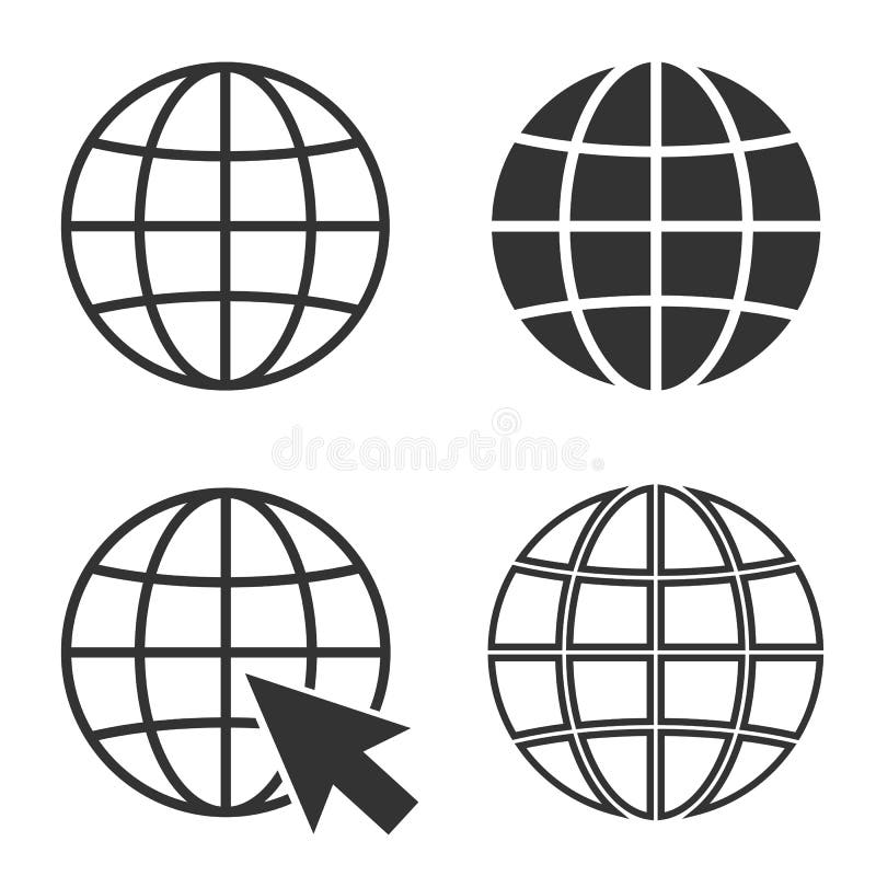 Simple Globe Icon Set and Internet Symbol Stock Vector - Illustration ...