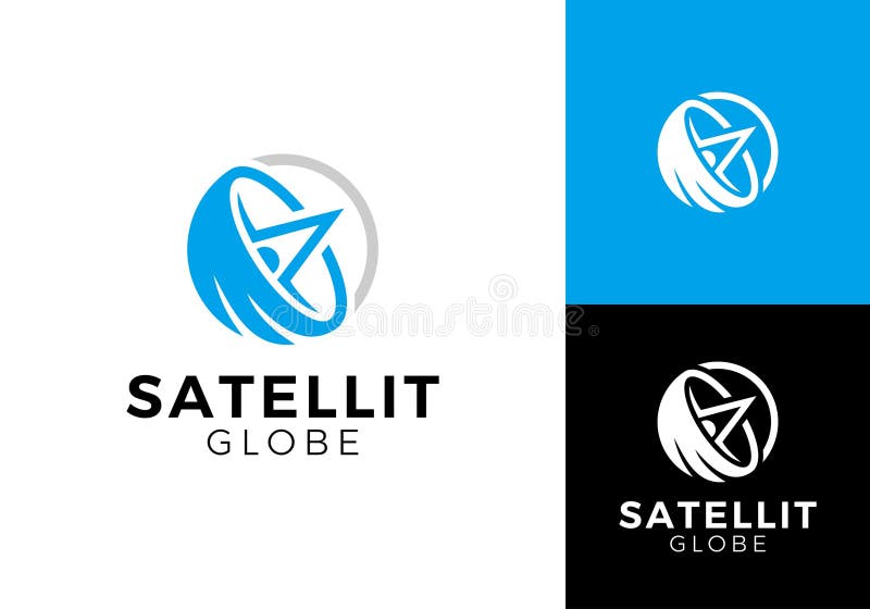 Simple Globe Satellite Network Logo Design Vector Stock Illustration ...