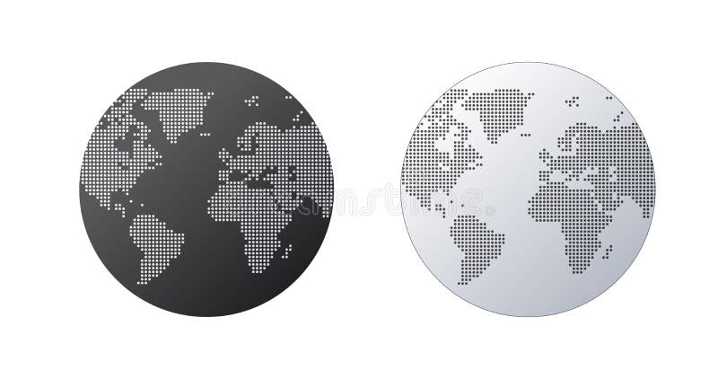 Simple Globe Shape, World Map Created from Dots on White Background ...